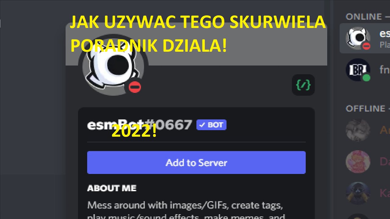 Jak używać ESM bot na discordzie Po aktualizaji [PORADNIK] 2022 DZIAŁA ...