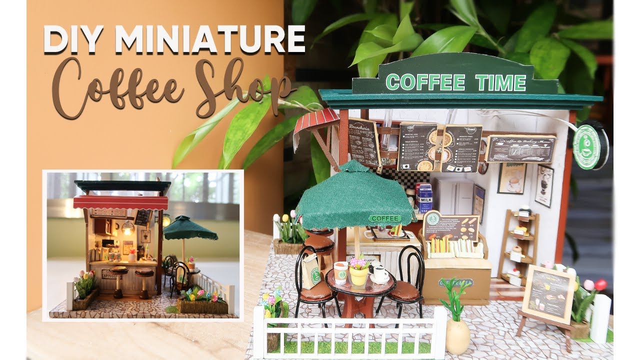 DIY MINIATURE COFFEE SHOP | Doll Shop - YouTube