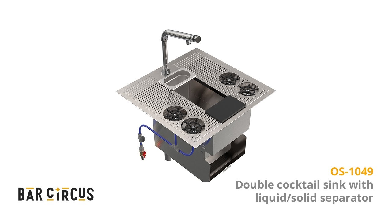 Double cocktail sink with liquid/solid separator - OS-1049 - YouTube
