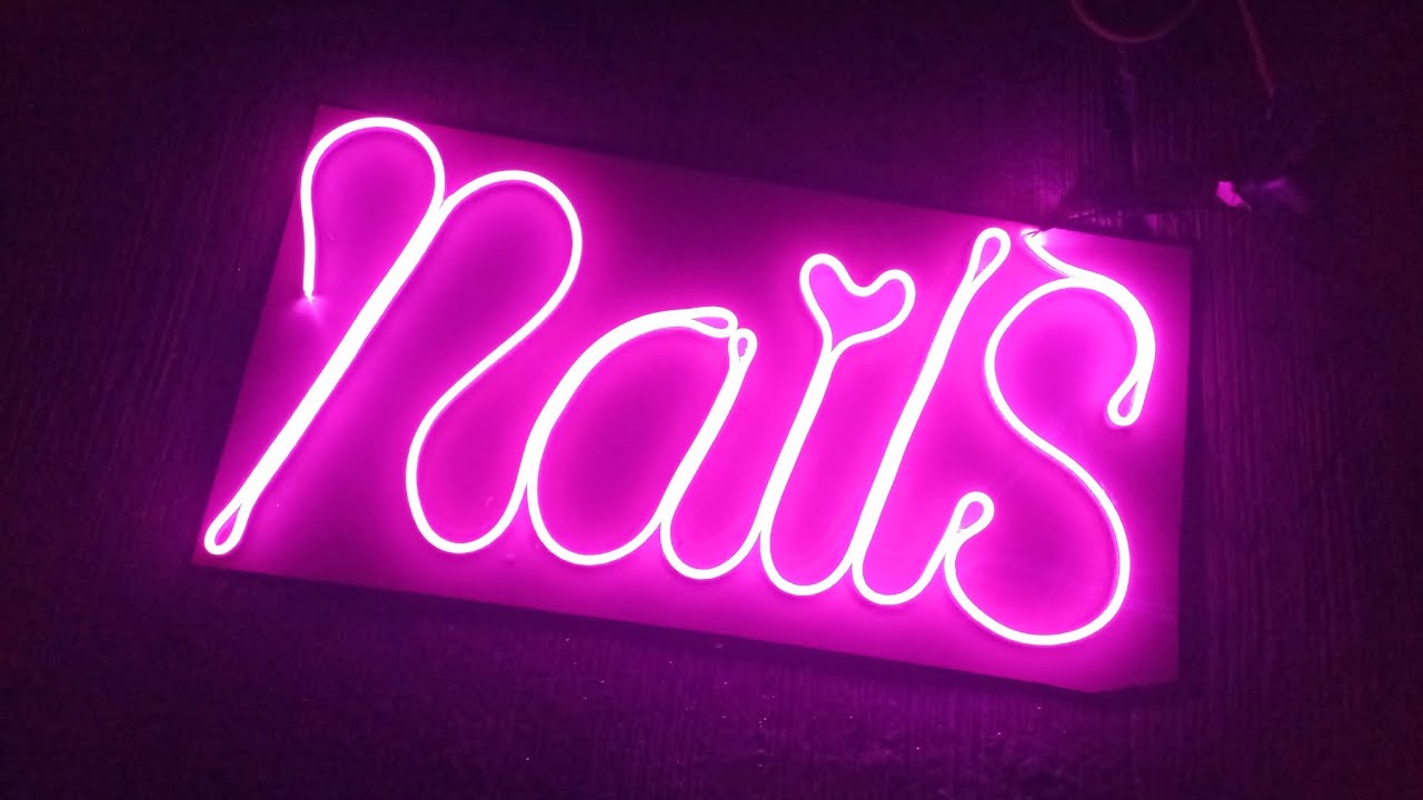 COMO HACER UN LETRERO NEON DE UÑAS/LETRERO NEON FACIL Y SUPER ECONÓMICO ...