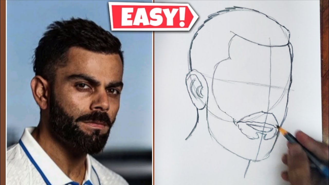 How to draw Virat Kohli step by step - YouTube