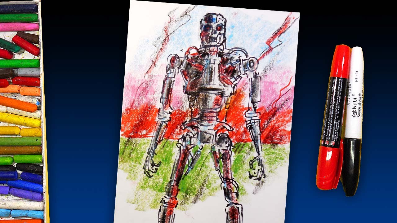 How to draw Terminator - YouTube