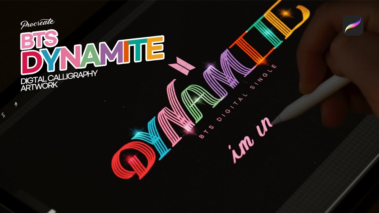 BTS (방탄소년단) - 'Dynamite' 디지털캘리그라피 아트워크 (Procreate Digital Lettering ...