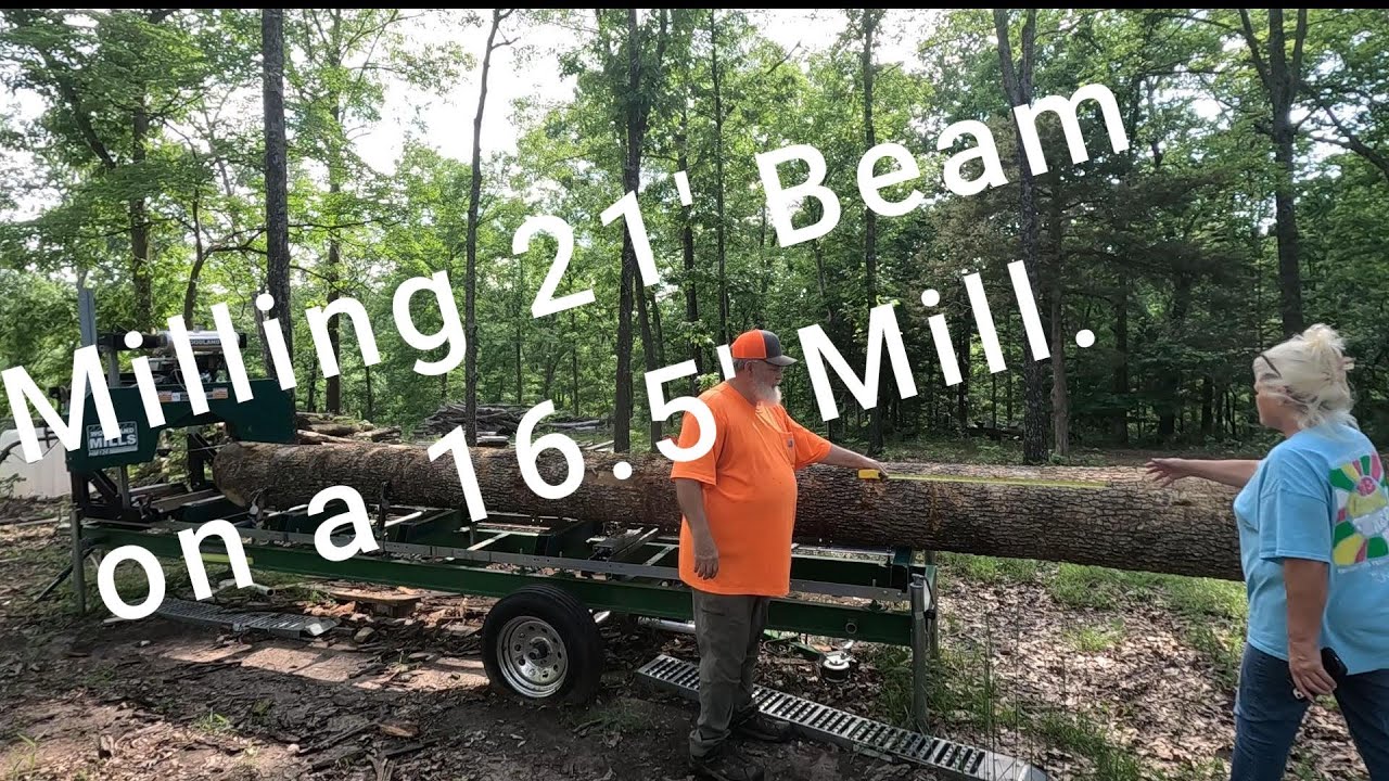 Milling 21’ Oak Beam on HM126 Woodlands Mill - YouTube