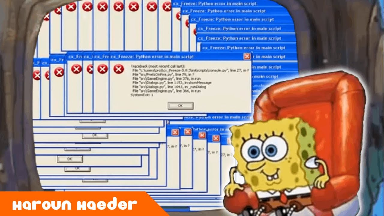 SpongeBob Watches Windows XP Error Beat on TV - YouTube