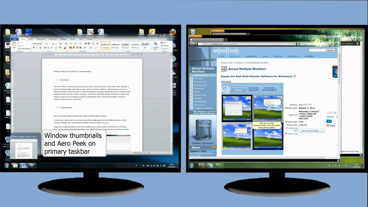 Aero Peek on Multiple Monitors - YouTube
