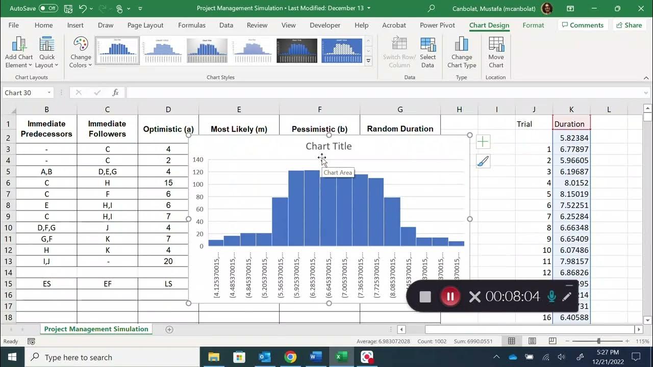 Project Management Simulation Using Excel - YouTube