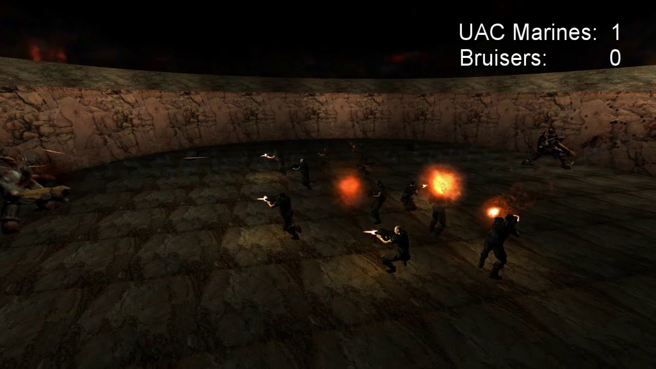 [Doom 3 Hell Arena] 2 Bruisers vs 11 UAC Marines (ZSec) - YouTube