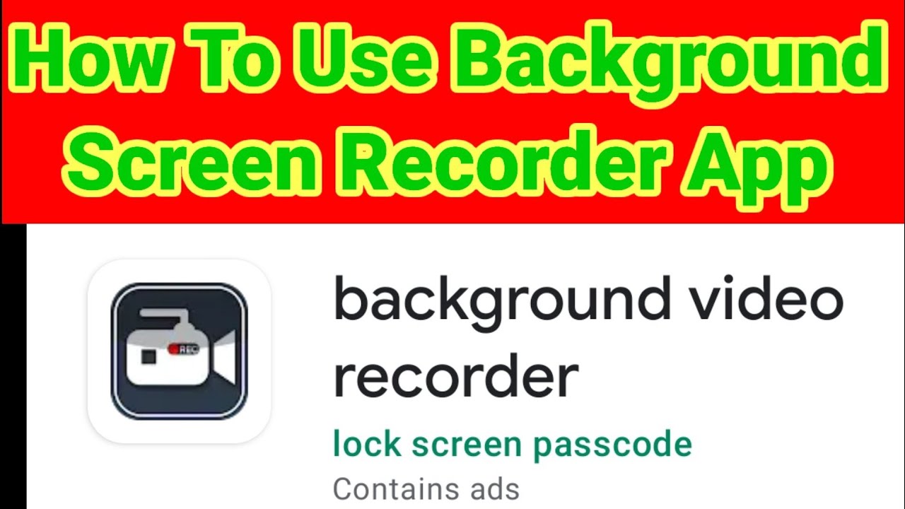 how to use background screen recorder app | mubi bhaiya 1.0 - YouTube