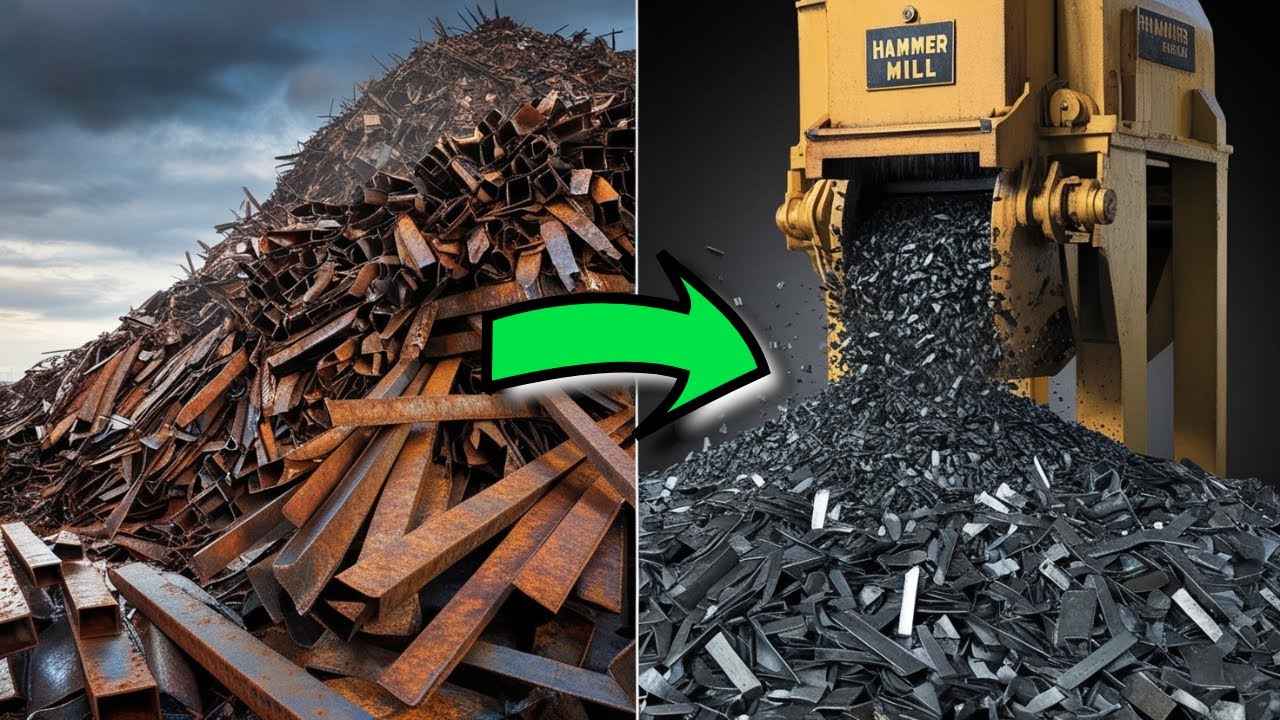 The Power Behind Scrap Metal Recycling: Hammer Mill Crusher - YouTube