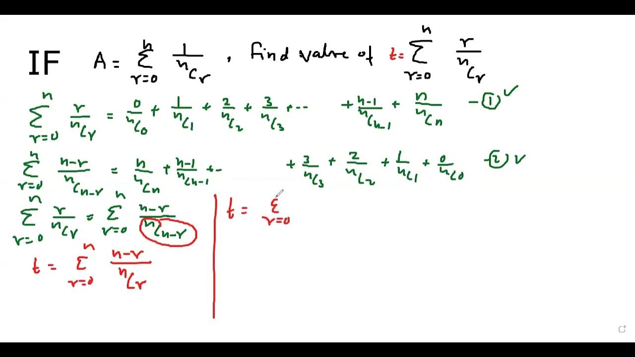 IF A = SUM OF 1/nCr , THEN VALUE OF SUM OF r/nCr - YouTube