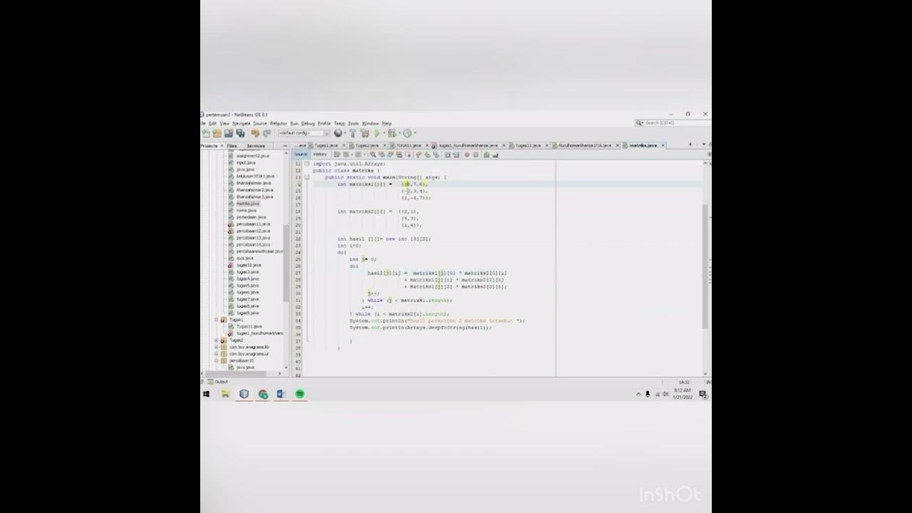 Matriks Menggunakan Array2d Youtube