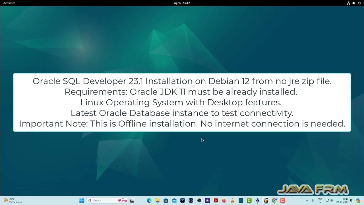 Oracle SQL Developer 23 Installation on Debian 12 and connect Oracle Database 23c FREE - YouTube