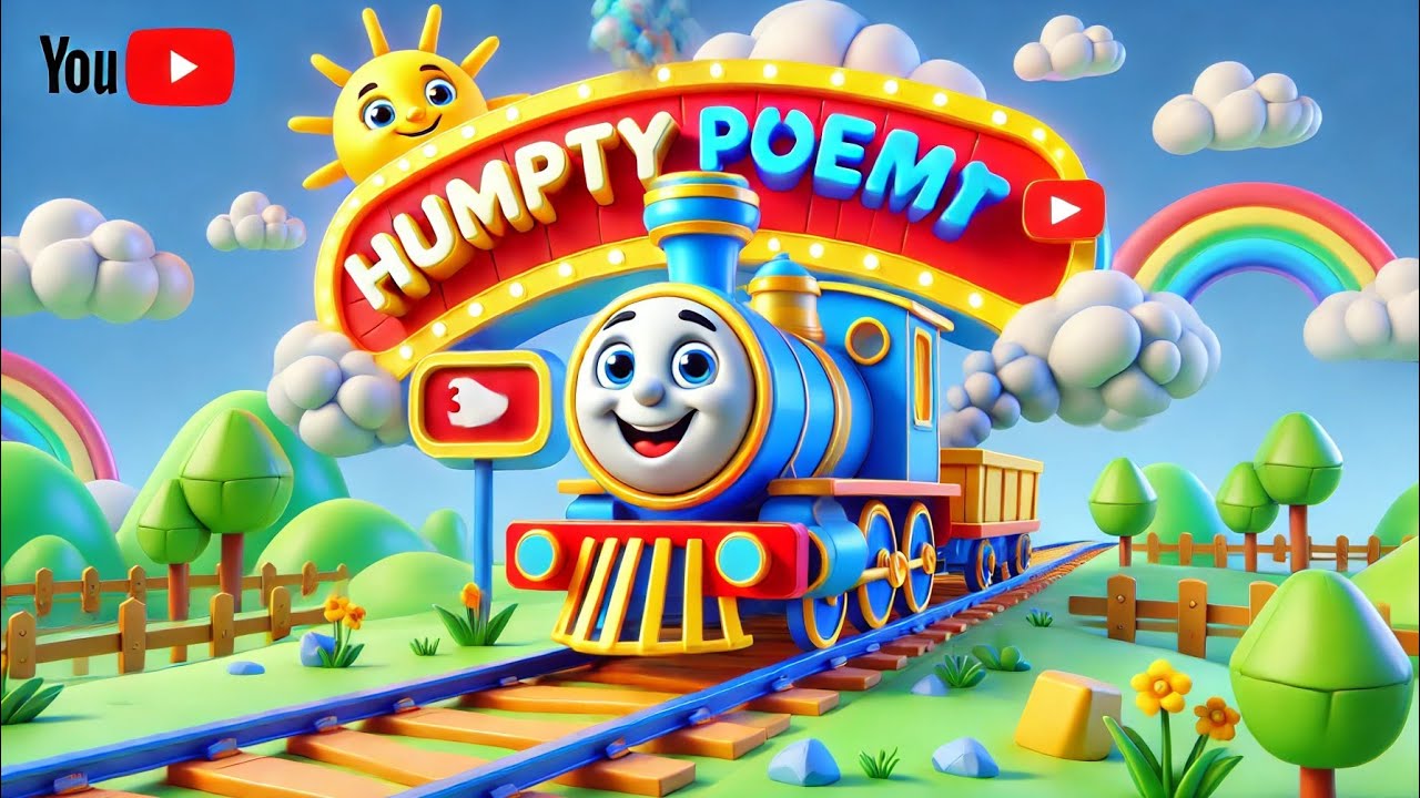 humpty train poem|| kids cartoon poem Nursery rhymes poems #poemshop ...