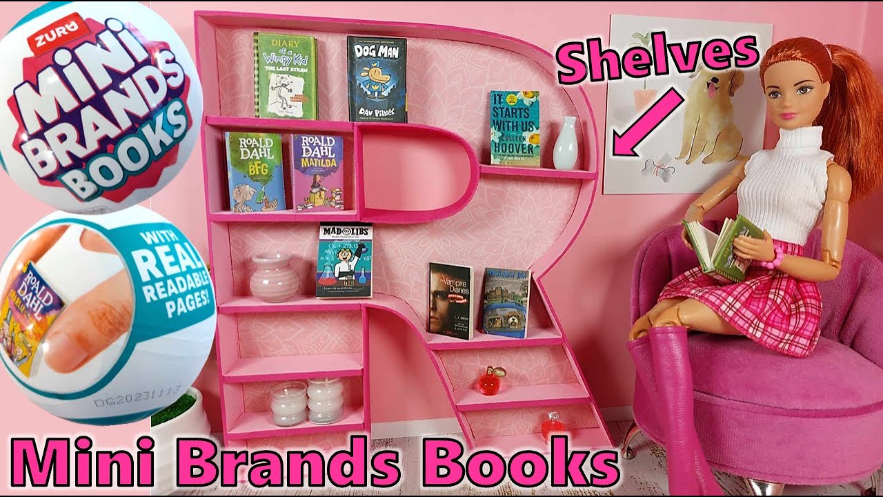 Making a Bookshelf 📚 Plus Opening Mini Brands Books - YouTube