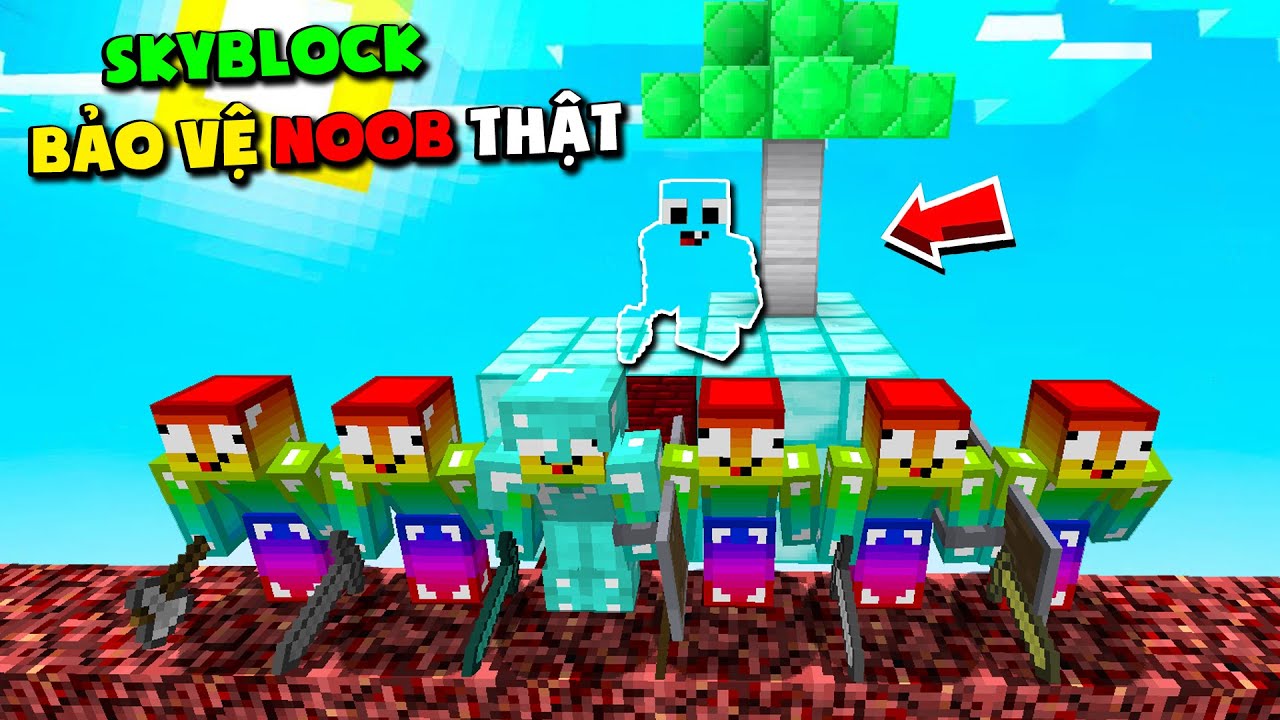 SKYBLOCK THỬ THÁCH NGƯỜI TÀNG HÌNH VÀ BẢO VỆ NOOB T GAMING THẬT - YouTube