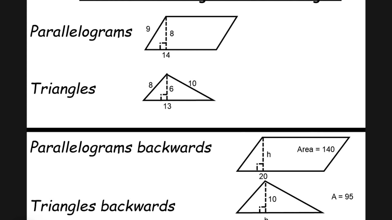 Area of Parallelograms and Triangles (IXL S.3 to a score of 90) - YouTube