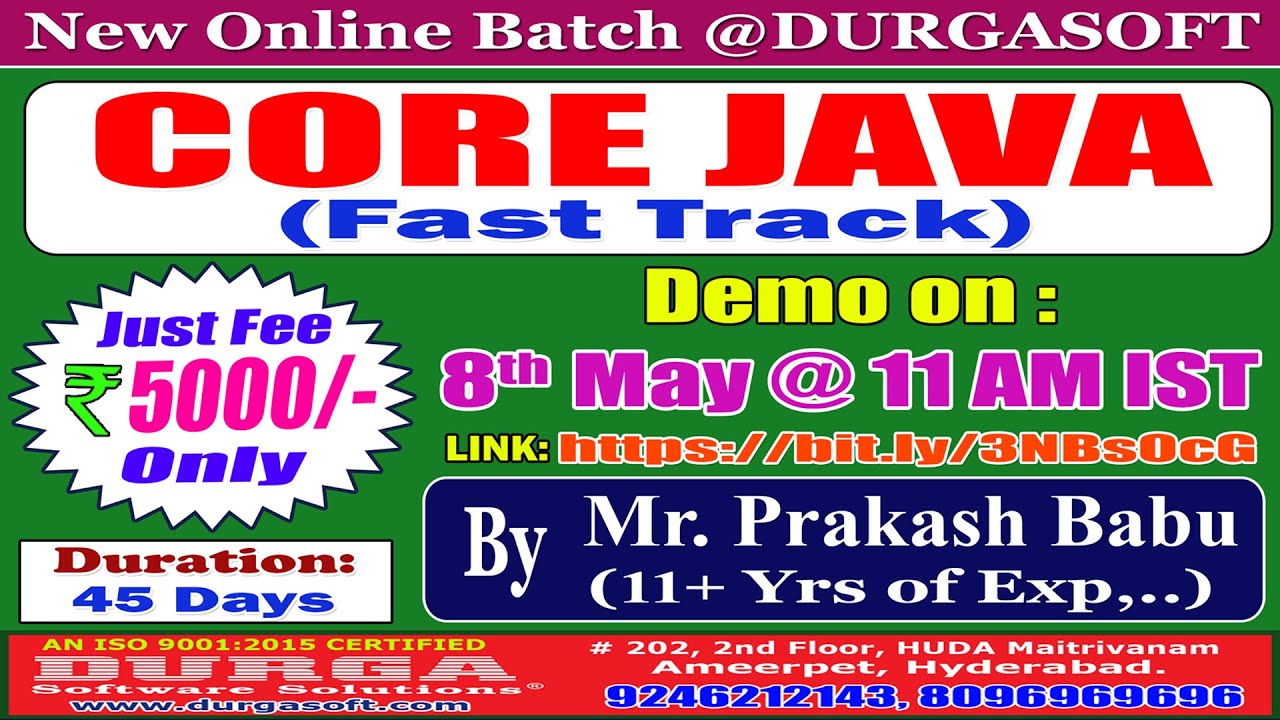 CORE JAVA (Fast Track) Online Training @ DURGASOFT - YouTube
