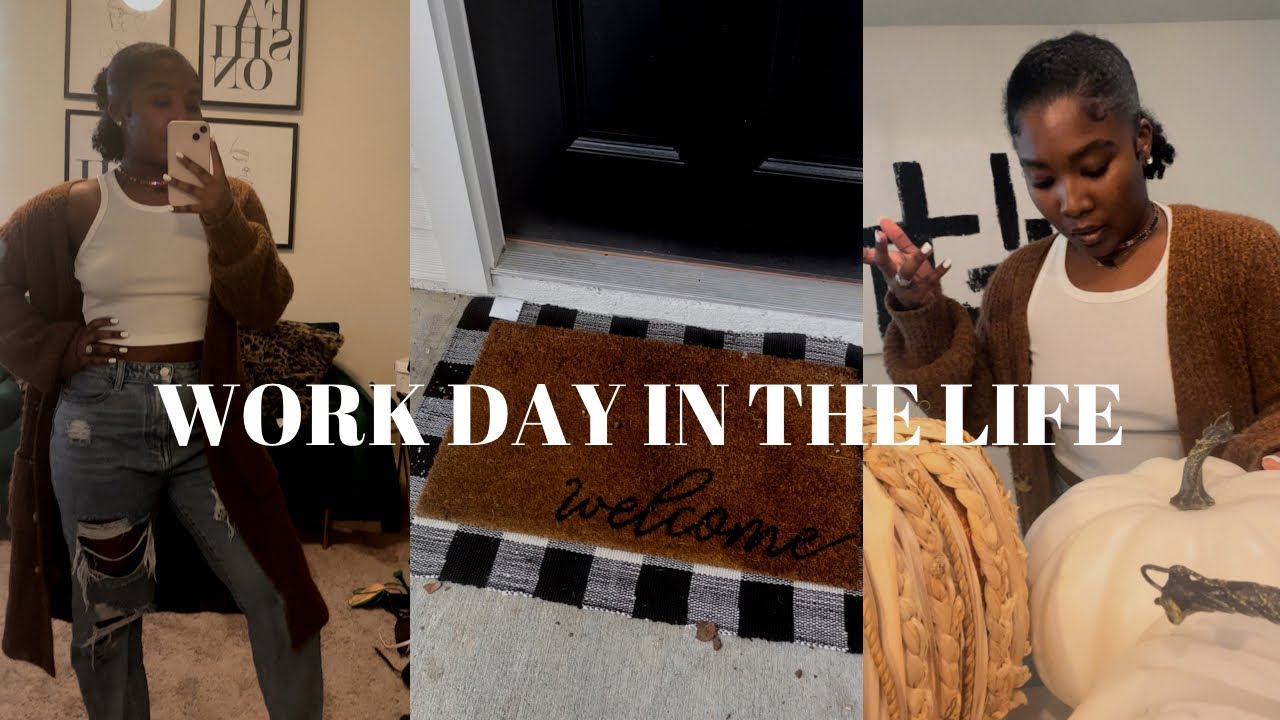 WORK FROM HOME VLOG | 9-5 DAY IN THE LIFE + TAKING OUT FALL DECOR - YouTube