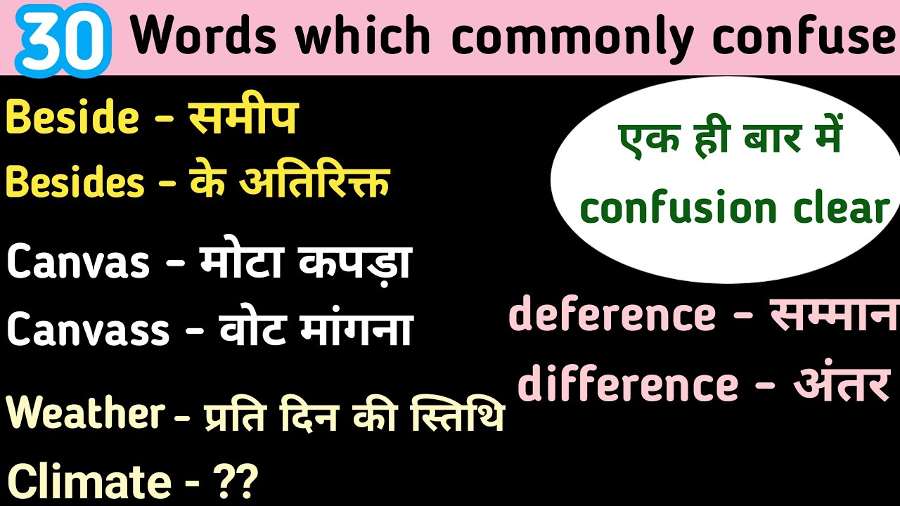 30 confusing words with their meaning and example। #confusing words for ...