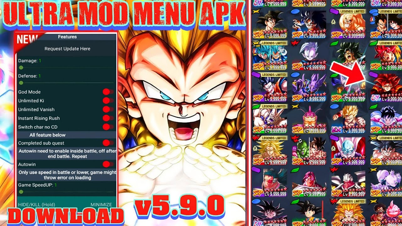 (NEW!) Dragon Ball Legends v5.9.0 Ultra Mod Menu Apk / Unlock All 14 ...