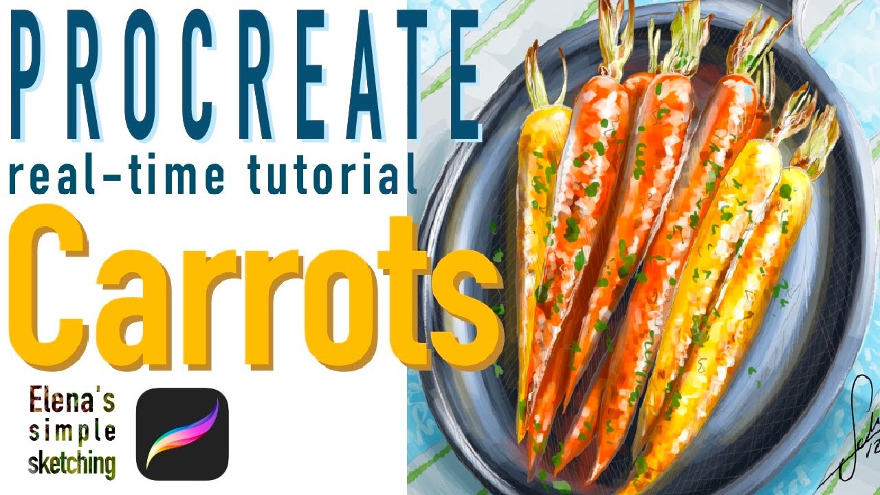 Procreate Real Time Tutorial. Fried Carrots. With Brushes and Color ...