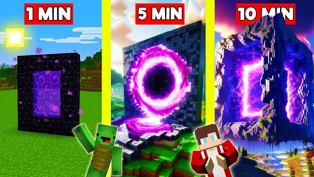 BIGGEST REALISTIC NETHER PORTAL Build Battle In Minecraft - NOOB VS PRO ...