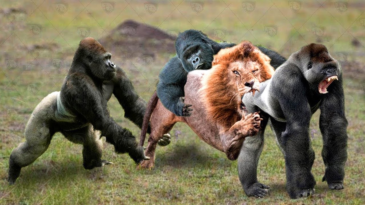 Gorilla Collaborate And Work Together To Catch Lion Cubs, Making The ...