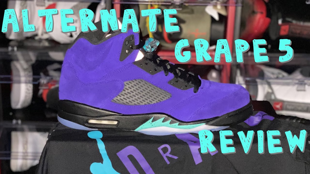 AIR JORDAN RETRO 5 ALTERNATE GRAPE 🍇 5 UNBOXING & REVIEW # ...