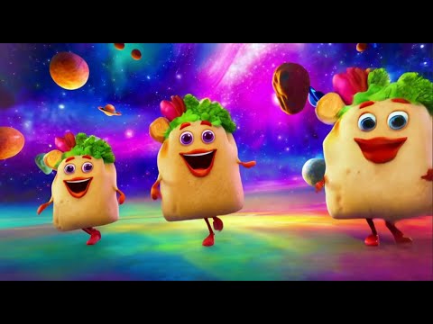 Burritos in Space Dance Party for Kids | 3D Animation with Burritos and ...