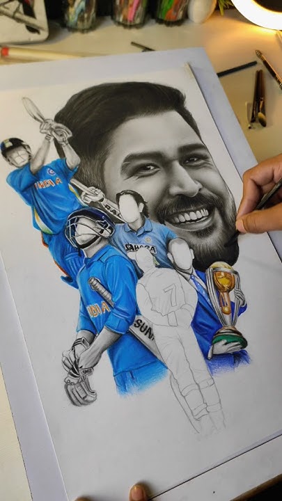 MS DHONI drawing | Part - 3 | #msdhoni #thala - YouTube