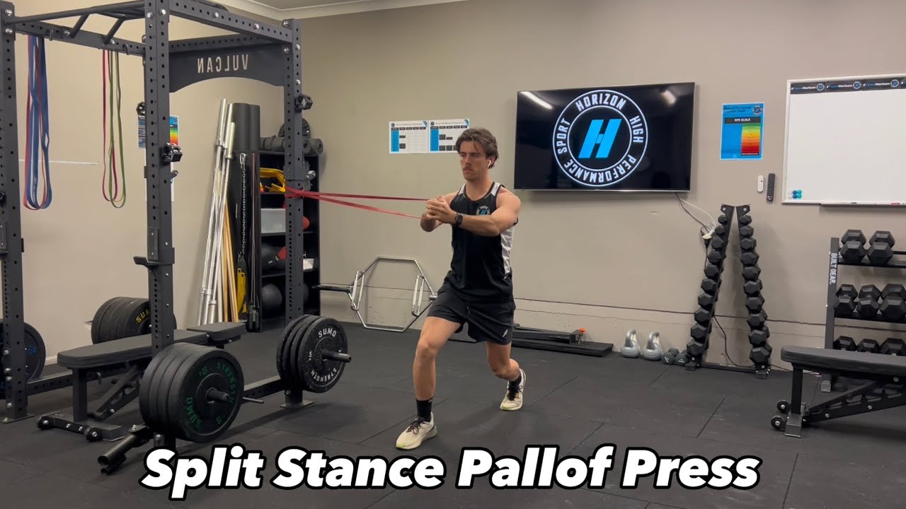 Split Stance Pallof Press - YouTube