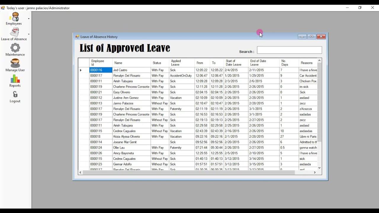 Leave Management System in VB NET and MySQL Database DEMO - YouTube