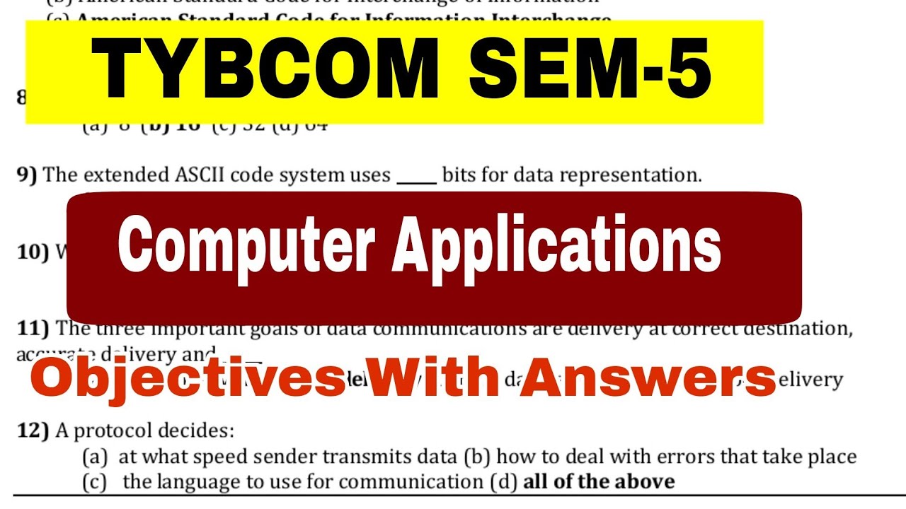 TYBCOM SEM-5 Computer Application Objectives Questions With Ans || Atul Sir - YouTube