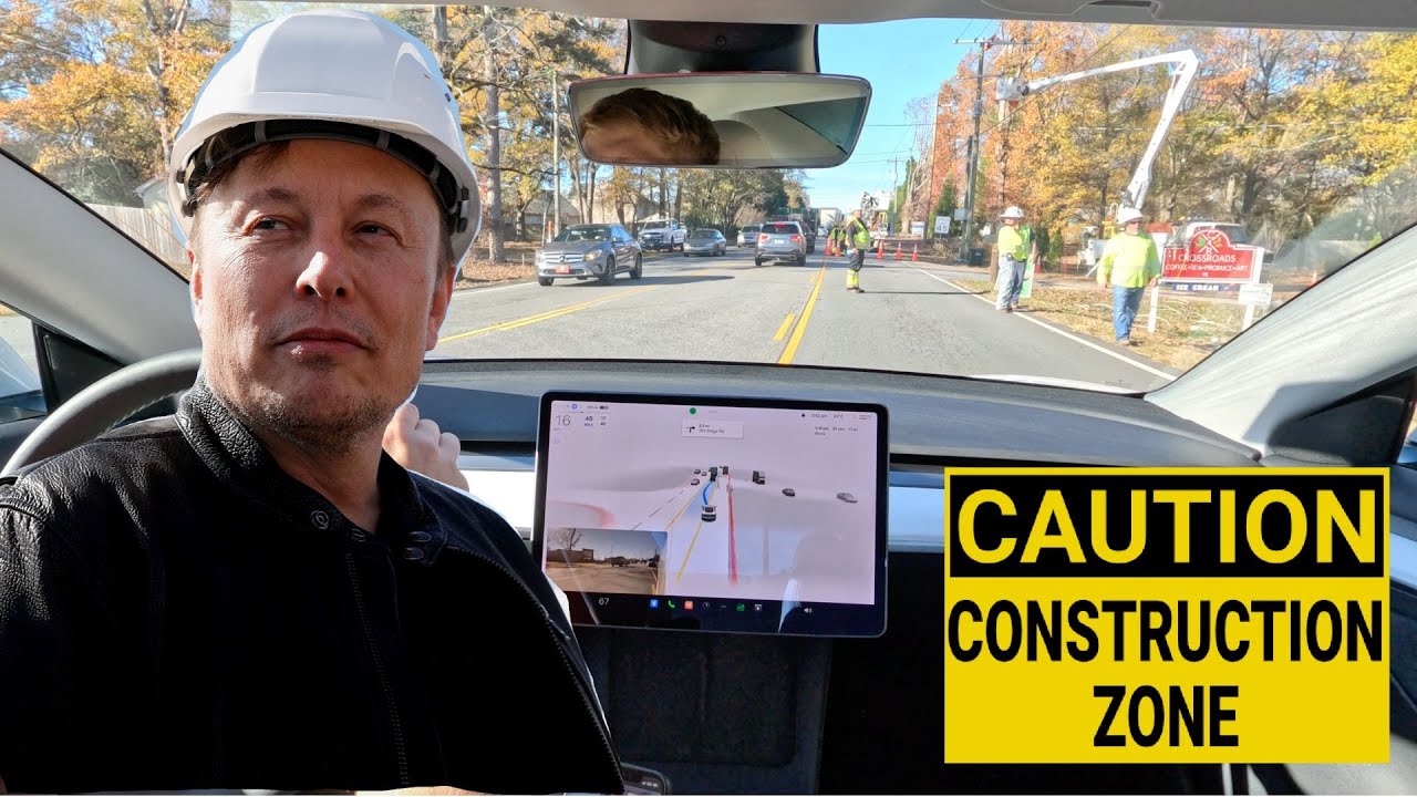 TESLA FSD Beta 🆚 Construction zone🚧👷🚨 - YouTube