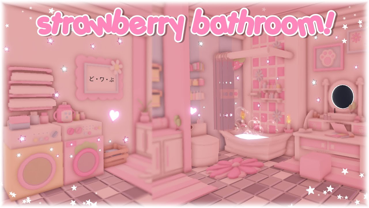 adopt me kawaii vip house speed build part 9 strawberry bathroom ...