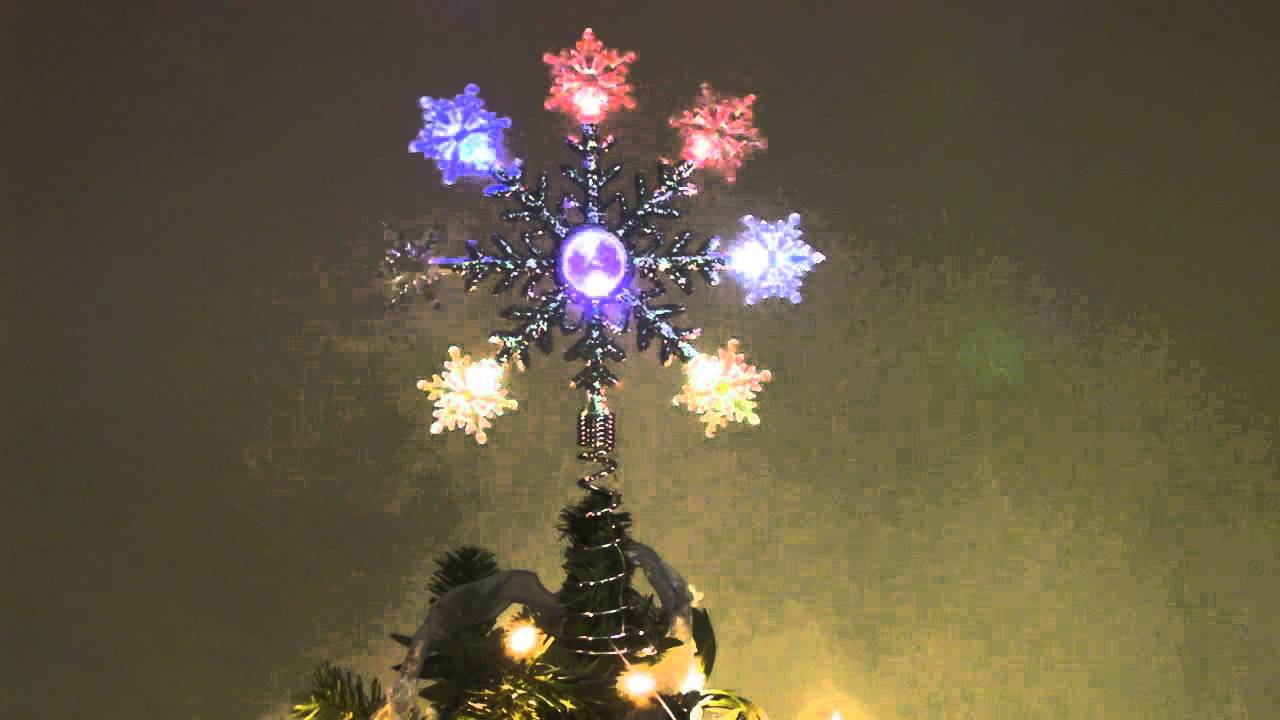 LED Christmas Tree Topper with Color Changing Glittery Snowflakes - YouTube