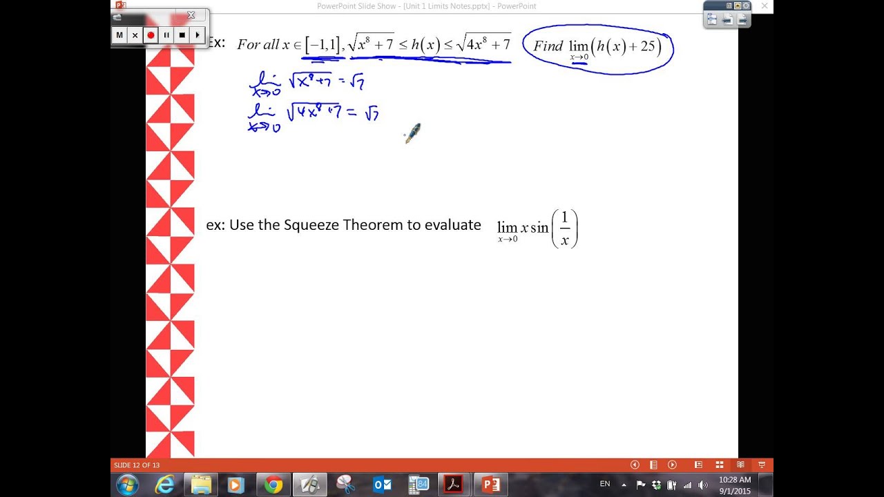 Bc Calculus 1 5 Squeeze Theorem Youtube