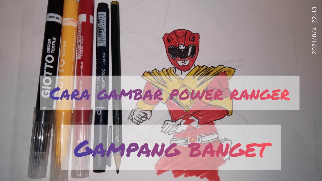 CARA MENGGAMBAR MUDAH POWER RANGER MERAH MIGHTY MORPHIN - YouTube
