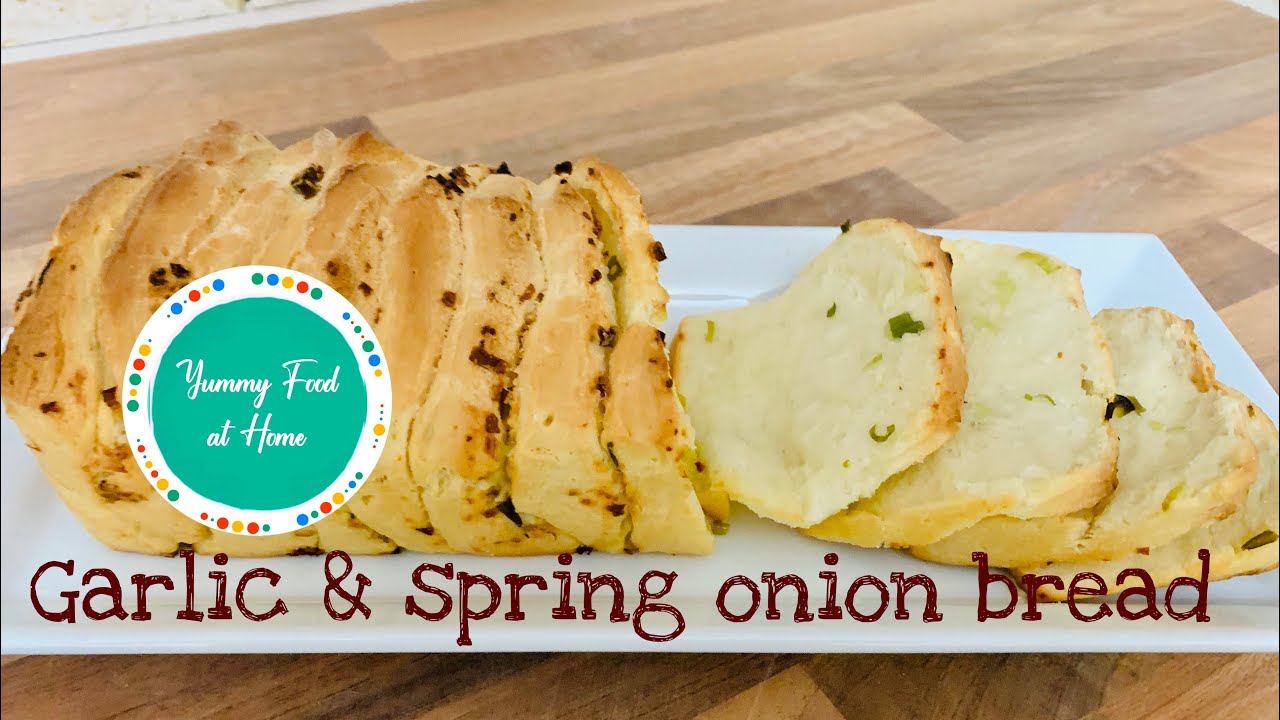 How to make bread/ Garlic & Spring Onion loaf recipe/Mediterranean ...