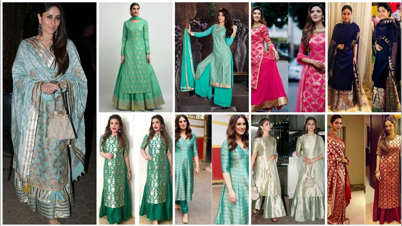 Banarsi colour combination colour contrast suit kurti trouser gharara ...