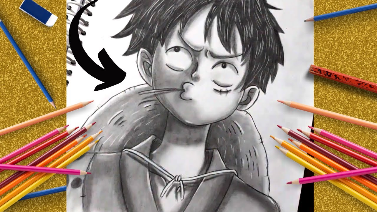 Monkey D Luffy ခဲပန်းချီဆွဲနည်း | how to draw Monkey D Luffy with ...