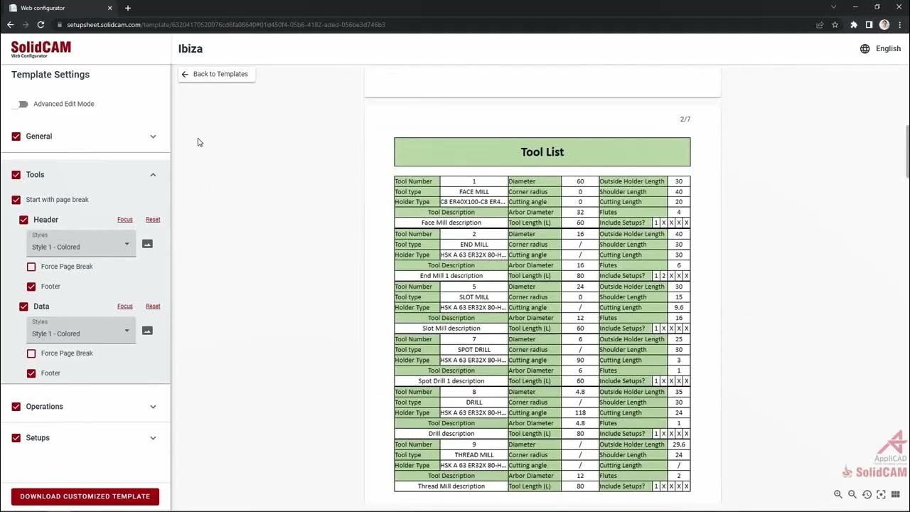 Setup Sheet Web-based template configurator | SolidCAM 2022 - YouTube