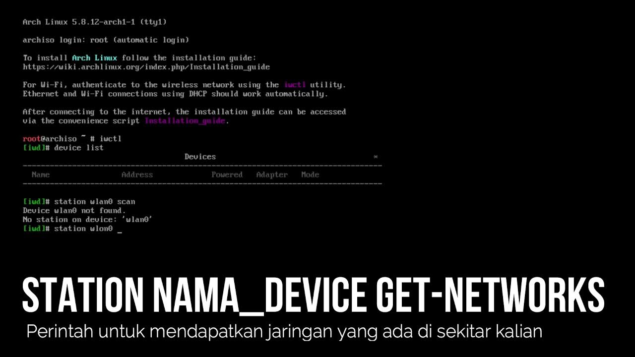 cara konek wifi menggunakan iwctl di Arch Linux - YouTube