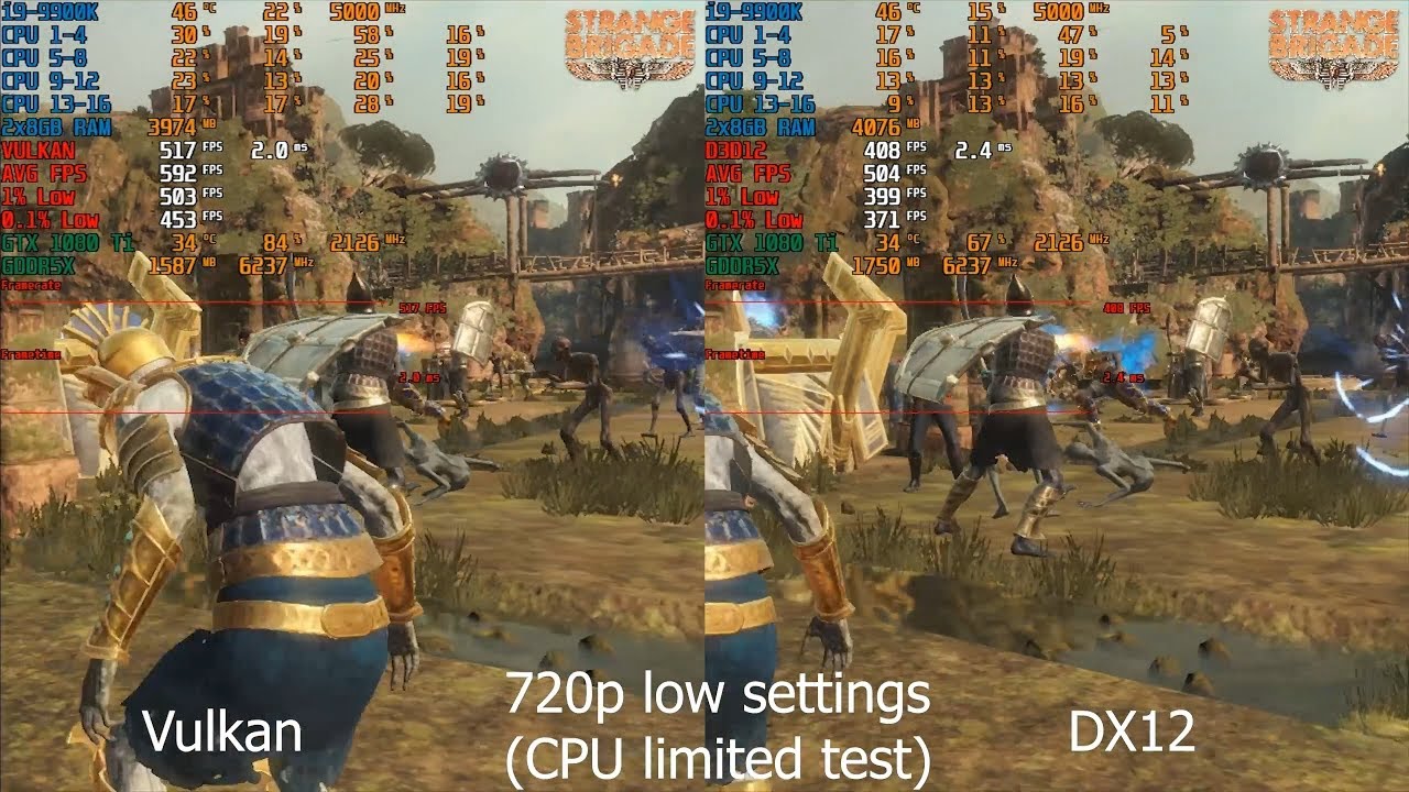 Strange Brigade Vulkan vs DX12 (i9 9900K 5Ghz + GTX 1080 Ti OC) - YouTube