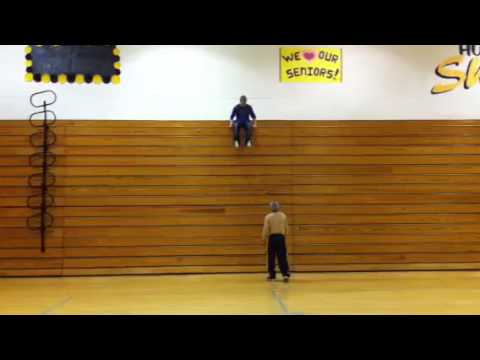 Falling off the top of the bleacher-Watch til the end! - YouTube