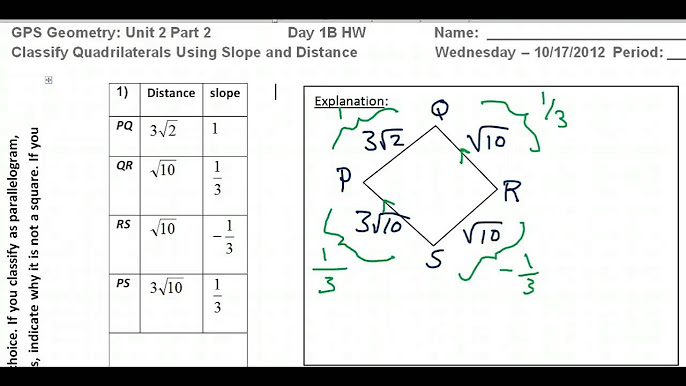 Quiz Coordinate Geometry Review 2 Quadrilaterals