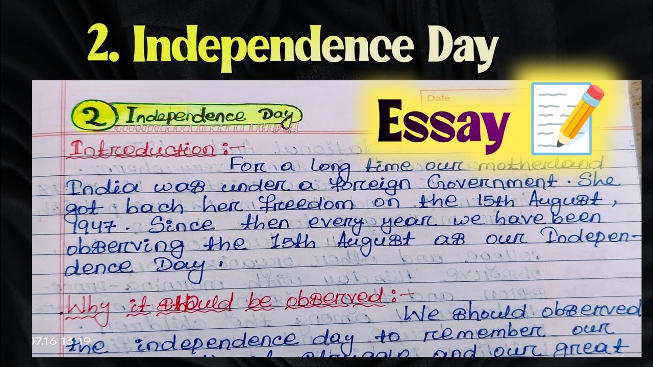 Independence Day Essay 🇮🇳🇮🇳 !! Long Essay Writing In English ...