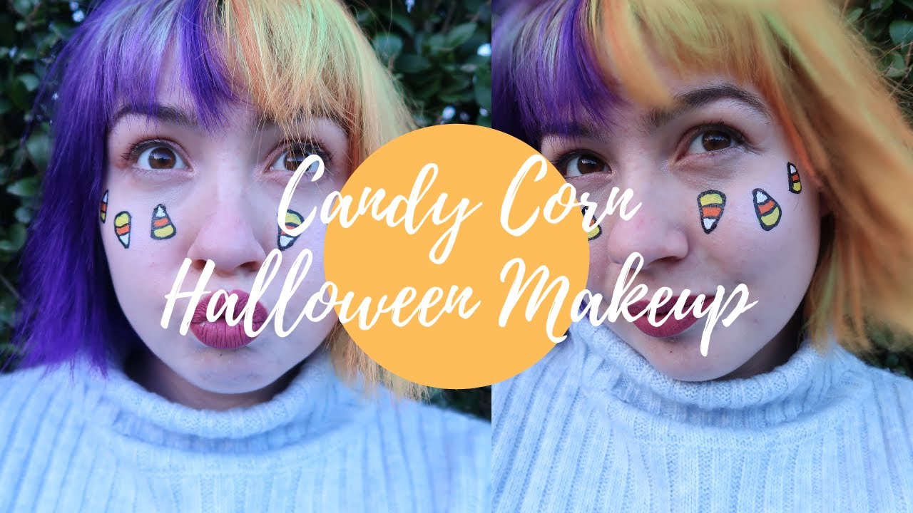 Candy Corn Halloween Makeup Look - YouTube