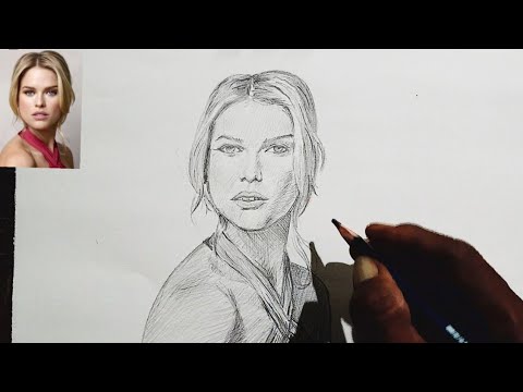 Portrait drawing demonstration with pencil - YouTube